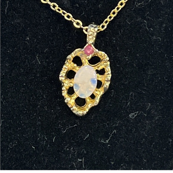 Jewelry | Van Doran Vintage Goldtone Genuine Ruby And Opal Necklace ...